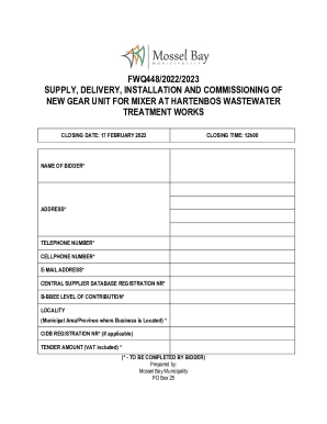 Fillable Online SUPPLY, DELIVERY, INSTALLATION AND COMMISSIONING OF Fax ...