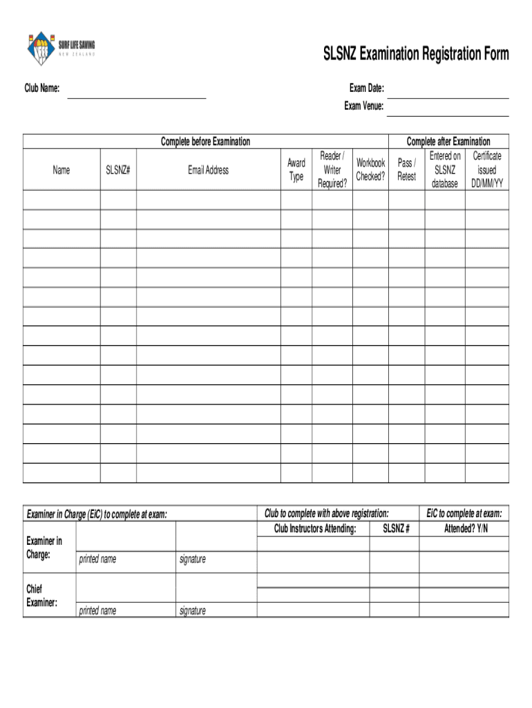 Fillable Online Exam Registration Form Template Fax Email Print - pdfFiller