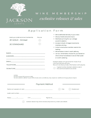 Fillable Online wine membership sign up form - short Fax Email Print - pdfFiller