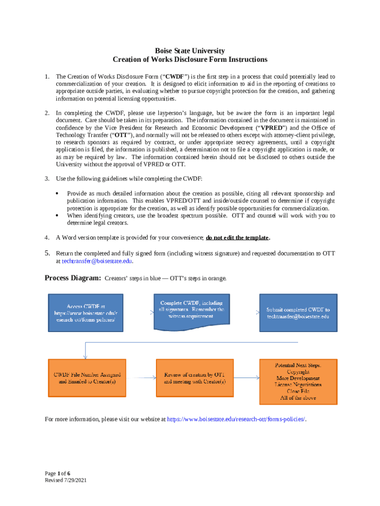 Creation-of-Works-Disclosure-- ... Doc Template | pdfFiller