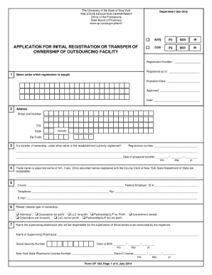 Fillable Online APPLICATION FOR INITIAL REGISTRATION OR TRANSFER OF ...