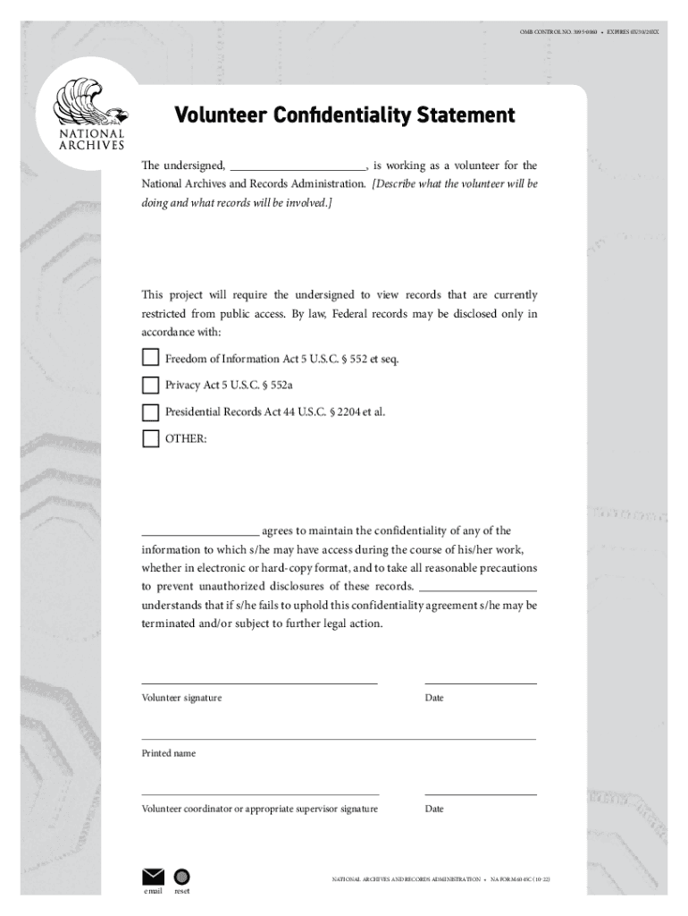 Fillable Online Form 6045C Volunteer Confidentiality Statement Fax Email Print - pdfFiller