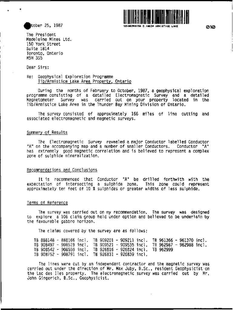 Fillable Online GEOPH EXPL PROG TIB/ARMISTICE L AREA PROP ...