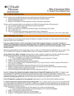 Fillable Online F-1 Student Travel Request Form Fax Email Print - pdfFiller