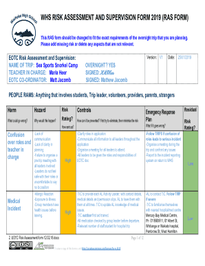 Fillable Online WHS RISK ASSESSMENT AND SUPERVISION FORM ... Fax Email ...