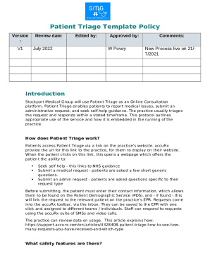 Patient-Triage-Template-Policy Doc Template | pdfFiller