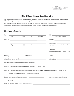 Fillable Online rcld gsu Client Case History Questionnaire Fax Email ...