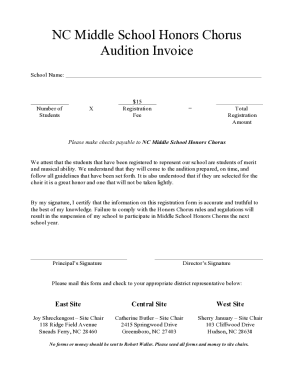 Fillable Online NC Middle School Honors Chorus Audition Invoice Fax ...
