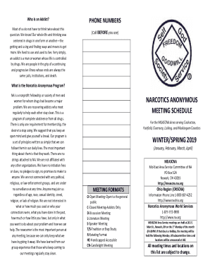 Fillable Online Who is an Addict? - Narcotics Anonymous in Toledo, Ohio ...