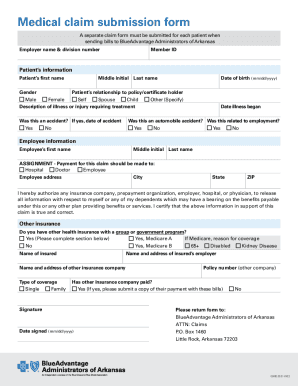 Fillable Online a separate claim form must be submitted for each patient ... Fax Email Print ...