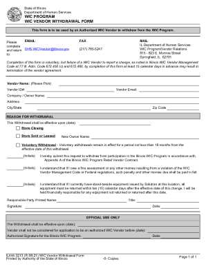 Fillable Online Copies - WIC PROGRAM WIC VENDOR WITHDRAWAL FORM Fax ...