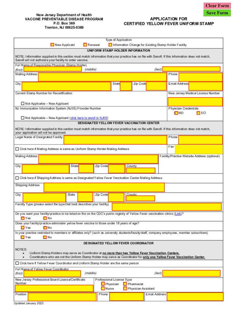 Fillable Online APPLICATION FOR CERTIFIED YELLOW FEVER ... Fax Email Print - pdfFiller