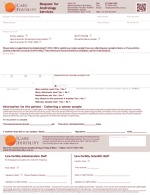 Fillable Online Request for Andrology Services - Care Fertility Fax ...