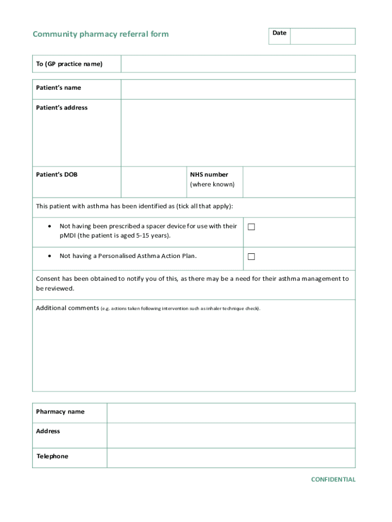Fillable Online Asthma Referral Form Fax Email Print - pdfFiller