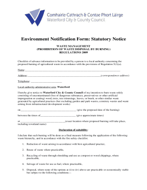 Fillable Online Environment Notification Form: Statutory Notice Fax ...
