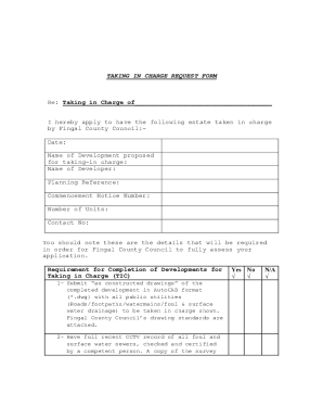 Fillable Online Taking In Charge - Request Form and Checklist.pdf Fax ...