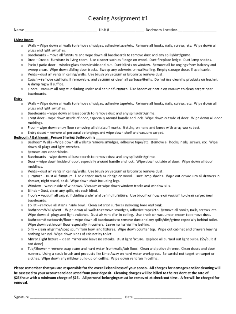 Fillable Online House Cleaning Checklists: 12 Templates to Stay ...