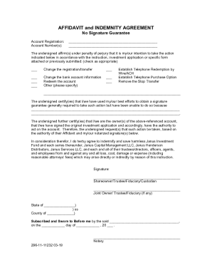 Fillable Online AFFIDAVIT and INDEMNITY AGREEMENT Fax Email Print ...