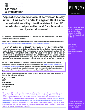 Fillable Online Form FLR (P) Application for an Extension of Stay in ...