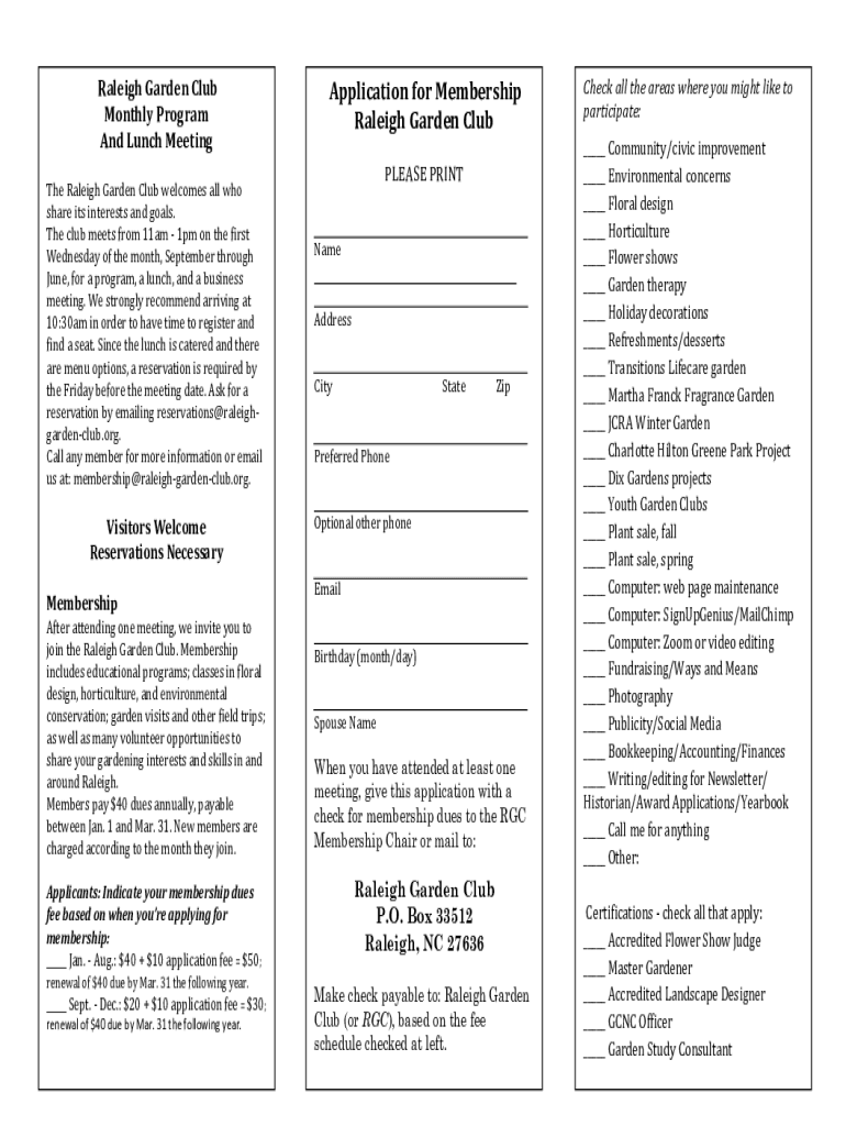 Fillable Online Raleigh Parks Active Adults Resources for Golden Years ...