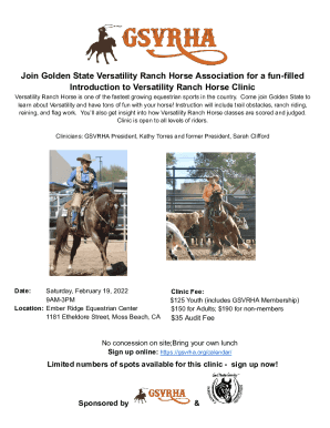 Fillable Online Join Golden State Versatility Ranch Horse Association ...