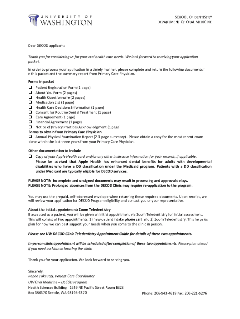 Fillable Online dental washington Forms - UW School of Dentistry - University of Washington Fax ...