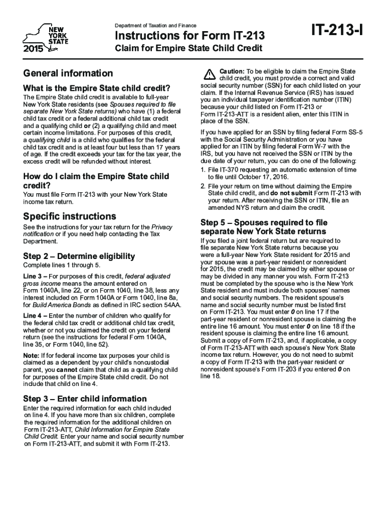 Fillable Online Fillable Online tax ny Form IT-213-I Fax Email Print ...