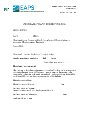 Fillable Online undergrad thesis proposal form NEW Fax Email Print - pdfFiller