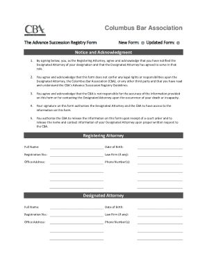 Fillable Online Advance Succession Registry Form Fax Email Print - pdfFiller