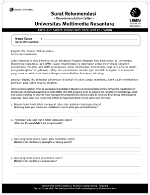 Fillable Online Form - Surat Rekomendasi S2rev1 Fax Email Print - pdfFiller