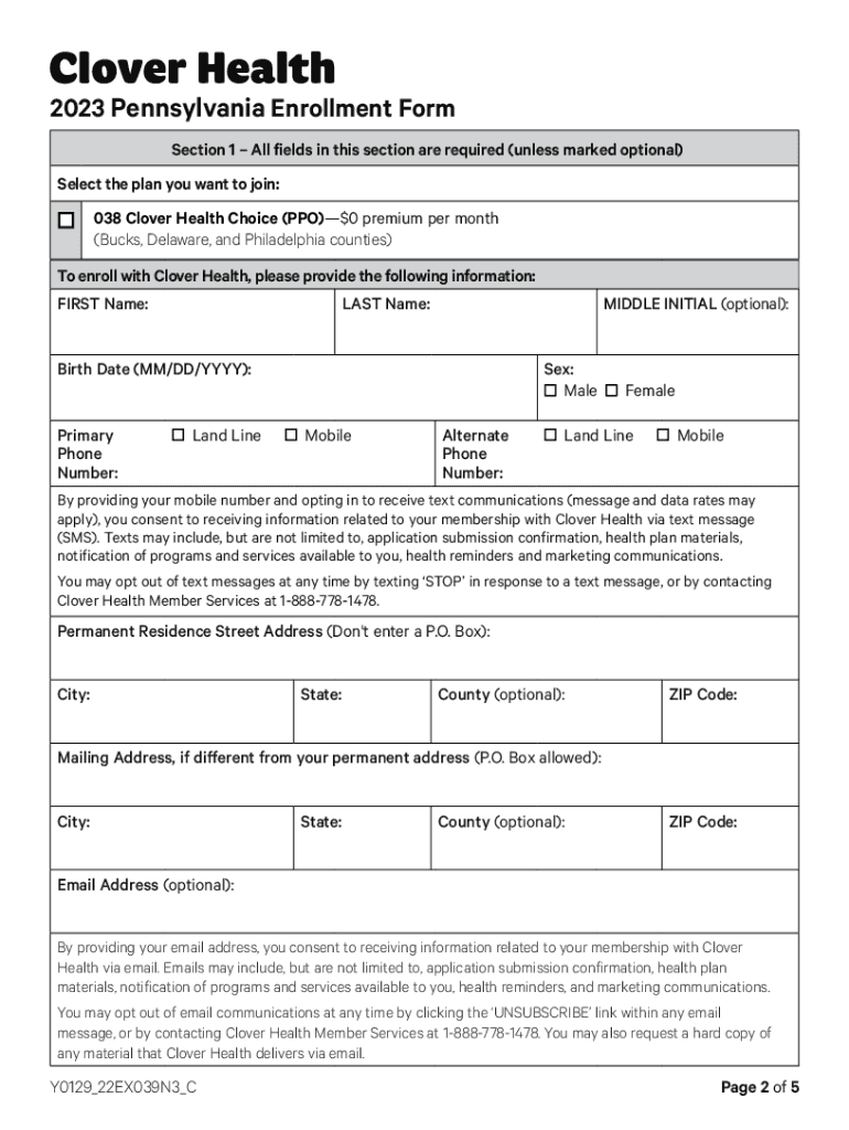 Fillable Online 2023 Pennsylvania Enrollment Form Fax Email Print ...