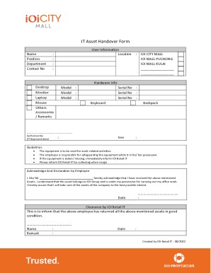 Fillable Online IT Asset Handover Form Fax Email Print - pdfFiller