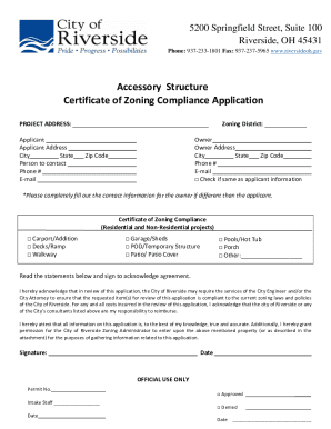 Fillable Online Accessory Structure Certificate of Zoning Compliance ... Fax Email Print - pdfFiller