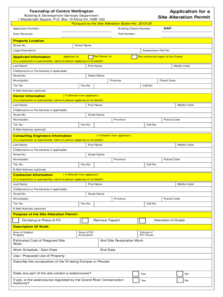 Fillable Online Application for a Site Alteration Permit Fax Email Print - pdfFiller