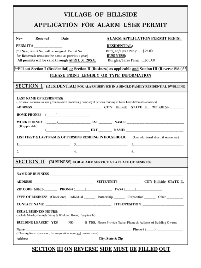Fillable Online Atherton Police Department Alarm Permit Application Fax ...