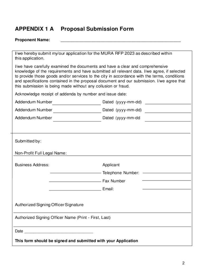 Fillable Online City of Toronto Request for Proposals For Non-Profit ...