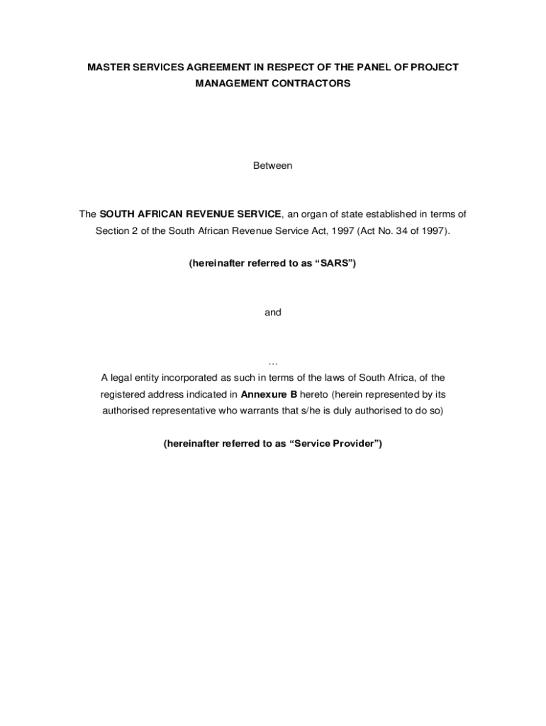 Fillable Online master services agreement in respect of the appointment Fax Email Print - pdfFiller