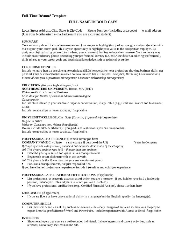 MASTER Resume Template McCombs School Of Business Damore mckim 