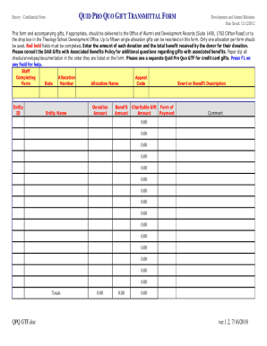 Fillable Online policies emory Gift Transmittal Quid Pro Quo Form Fax ...