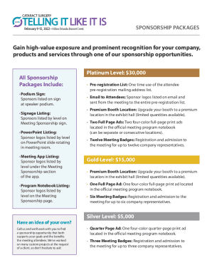 Fillable Online Impressive Event Sponsorship Packages: Ideas and Tips ...