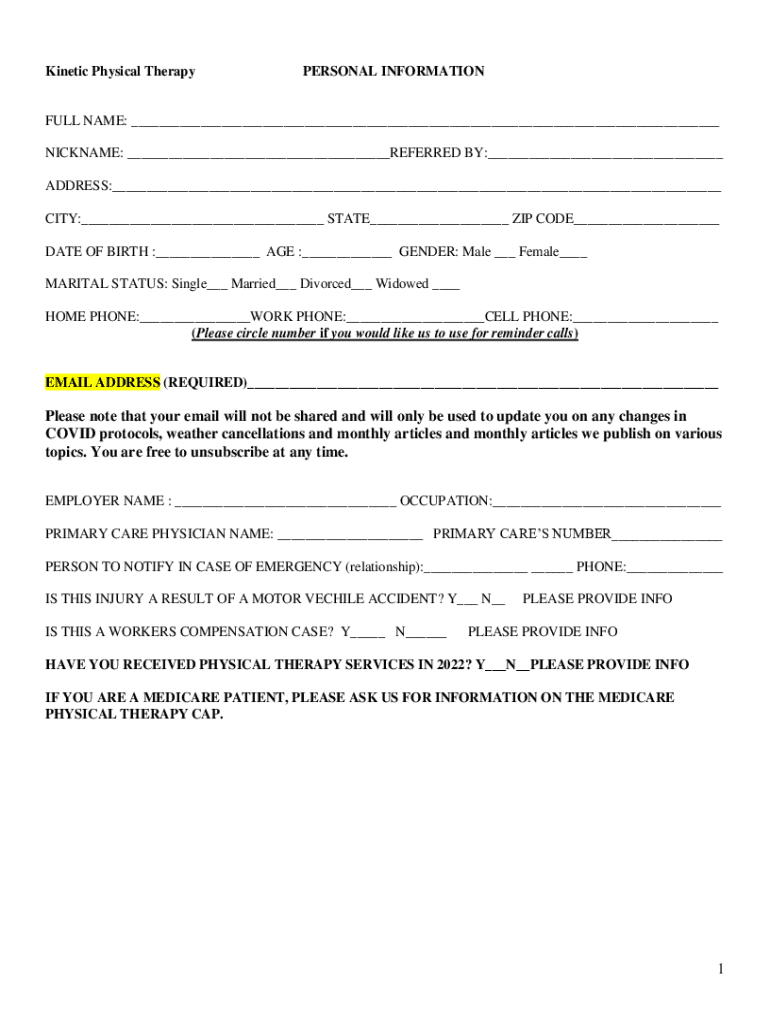 Fillable Online Physical Therapy Patient Referral & Prescription Form ...