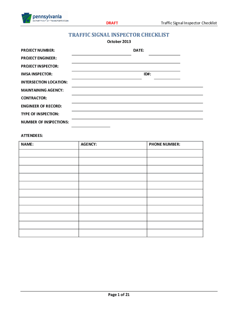 Fillable Online IMSA Signal Inspection Checklist Form - dot state fl ...