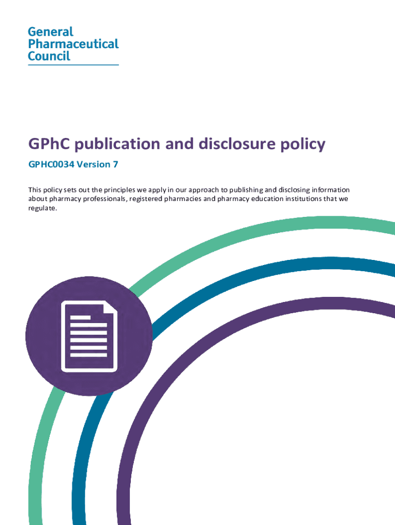 Fillable Online GPhC updates policy on publication and disclosure of ...