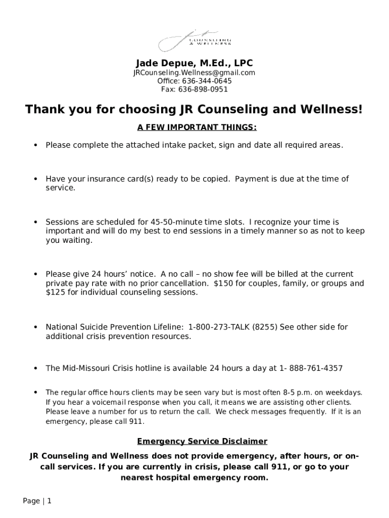 Tree of Hope Counseling and Wellness (TofHWellness) / ... Doc Template ...