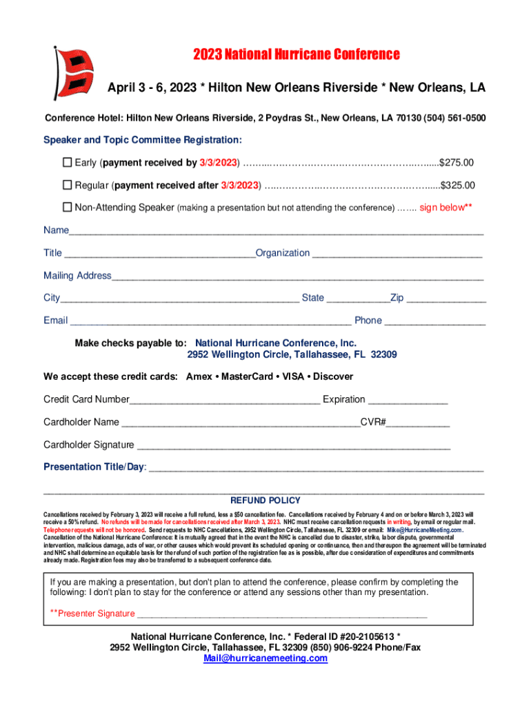 Fillable Online NHC 2023 Fillable Speaker Registration Form Fax Email ...