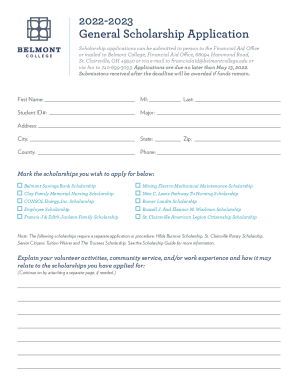 Fillable Online 2021-2022 General Scholarship Application Fax Email ...