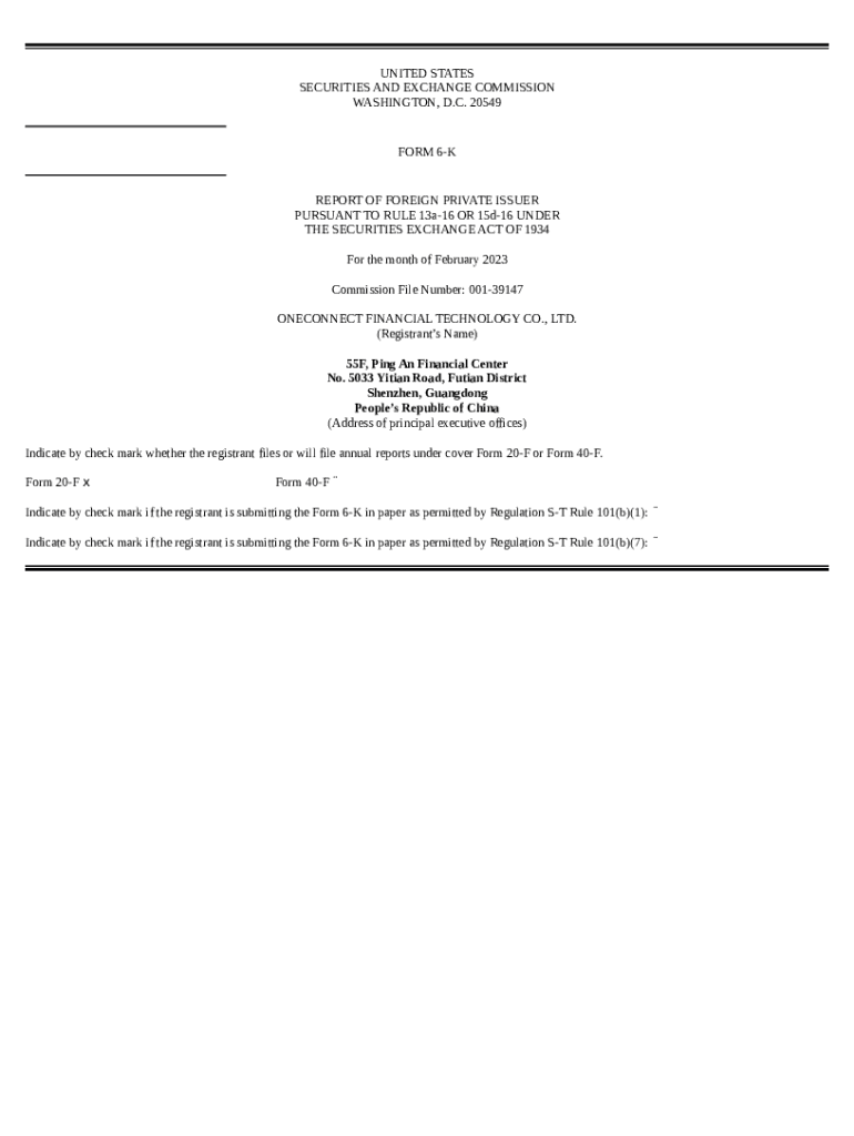 ONECONNECT FINANCIAL TECHNOLOGY CO., LTD. (. EDGAR Online Pro Doc Template | pdfFiller