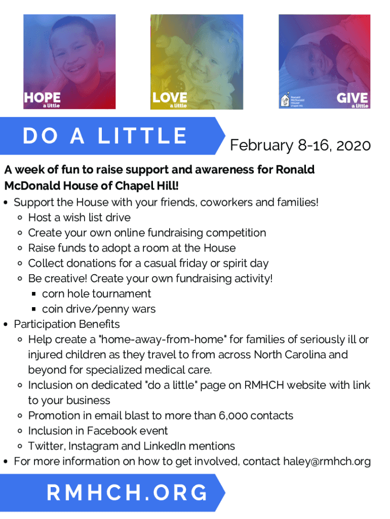 Fillable Online Ronald McDonald House of Chapel HillKeeping Families ...