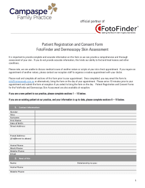 Fillable Online Patient Registration and Consent Form FotoFinder and ... Fax Email Print - pdfFiller