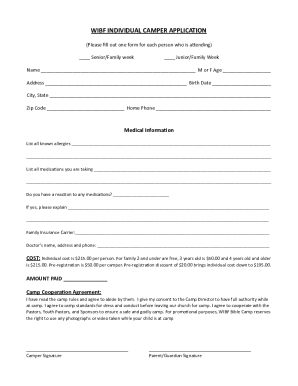 Fillable Online new camper information form Fax Email Print - pdfFiller